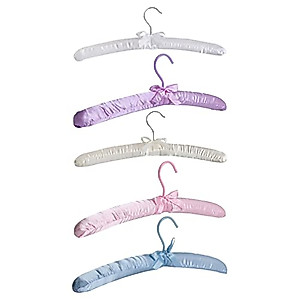 Satin Padded Hangers Sweaters Hangers: Foam Fabric Coat Clothing Hangers No Bump for Adult Wedding Bridesmaid 5Pcs Random Color