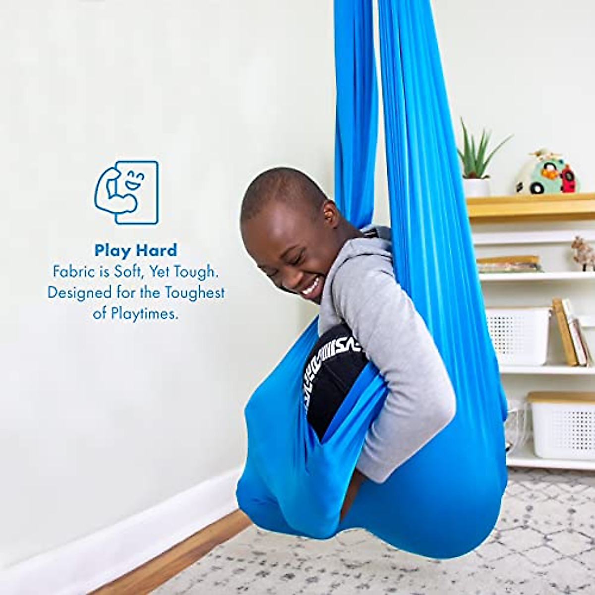 Harkla Rotary Sensory Swing with Swivel - Indoor Swing for Kids with ADHD, Sensory Toys for Autistic Children - Rock Climbing Rated Hardware and Soft Nylon Fabric for Calming Effect, Holds Up to 200lb