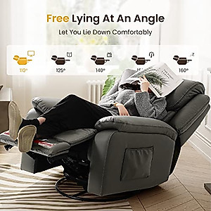 Luffield Large Electronic Power Recliner Chair， 270 Degree Swivel Recliners Comfy Glider Rocking Chairs with USB & Type-C Ports，Soft Fabric Sofa Chair for Living Room