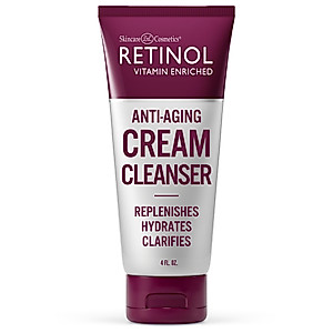 Retinol Anti-Aging Cream Cleanser – Daily Deep Cleansing Facial Wash Exfoliates to Improve Skin’s Texture & Moisturizes for Cleaner, Softer Face – Renewing Vitamin A Minimizes Fine Lines & Wrinkles