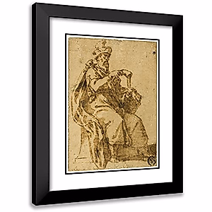 ArtDirect Cesare Nebbia 14x18 Black Modern Frame and Double Matted Museum Art Print Titled - Samuel Enthroned (1586-89)
