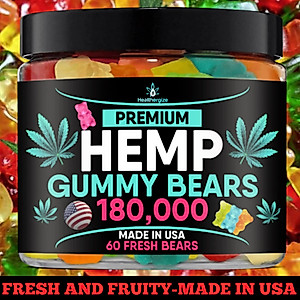 Healthergize Hеmр Gummies Bears-Great for Sleep, Joints, Relax, Calm, Muscles, Discomfort, Skin-Natural Hemp Gummy Bears-Variety of Fun Fruity Flavors-Natural Hеmр Party-Made in USA