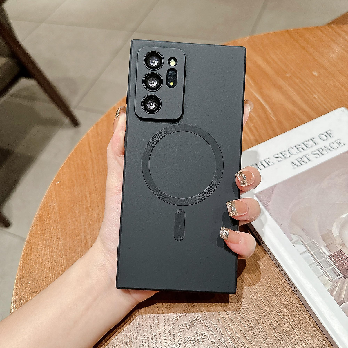 phylla for Samsung Galaxy Note 20 Ultra Phone case [Compatible with MagSafe] [Full Camera Protection Slim] Luxury Magnetic Solid Color Cover Soft Silicone Bumper for Note 20 Ultra 5g 6.9" (Black)