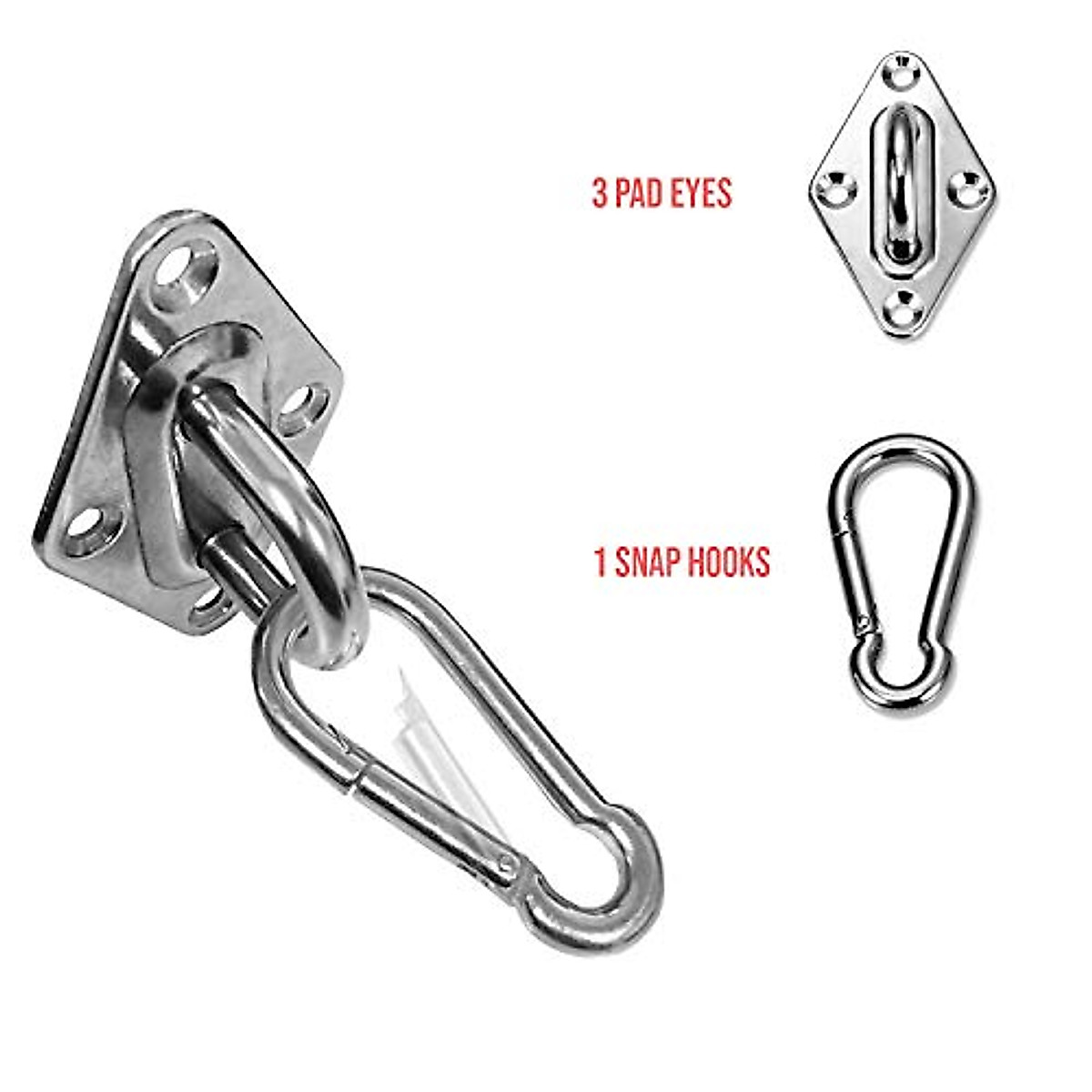 E&K Sunrise Sun Shade Sail Canopy Installation Complete Hardware Kit- for Triangle Sun Shade Sail Installation- 6 Inches, Stainless Steel, Super Heavy Duty Set of 1