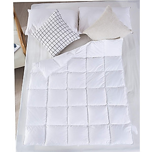 KumiQ Crib All Season Lightweight Natural White Down Baby Toddler Comforter Duvet, Down-Proof Cotton Shell, Machine Washable (White, 41x48in)