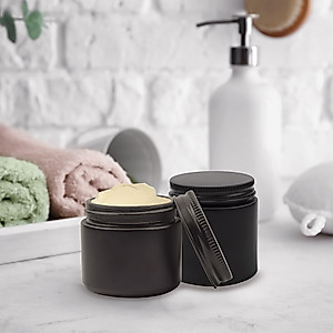 Cornucopia 4oz Black Coated Glass Jars (12-Pack); Cosmetic Jars with Black Metal Lids and Black Matte Exterior, 4-Ounce