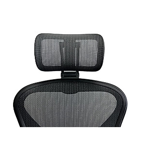 ERGOKING Headrest for Office Chair Headrest Attachment Compatible with Herman Miller Aeron Remastered - Fully Adjustable Height & Tilt, Removable Coat Hanger - Black Frame, Black Onyx Mesh.