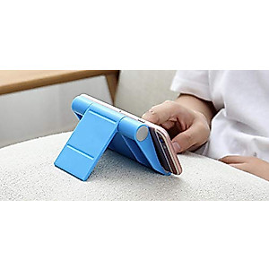 Pokanic Cell Phone Multi-Angle Stand Holder Mount Cradle Organizer Charger Station Tablet Desktop Bed Office School Kitchen Travel Foldable Portable Adjustable Universal Smartphones (Blue)