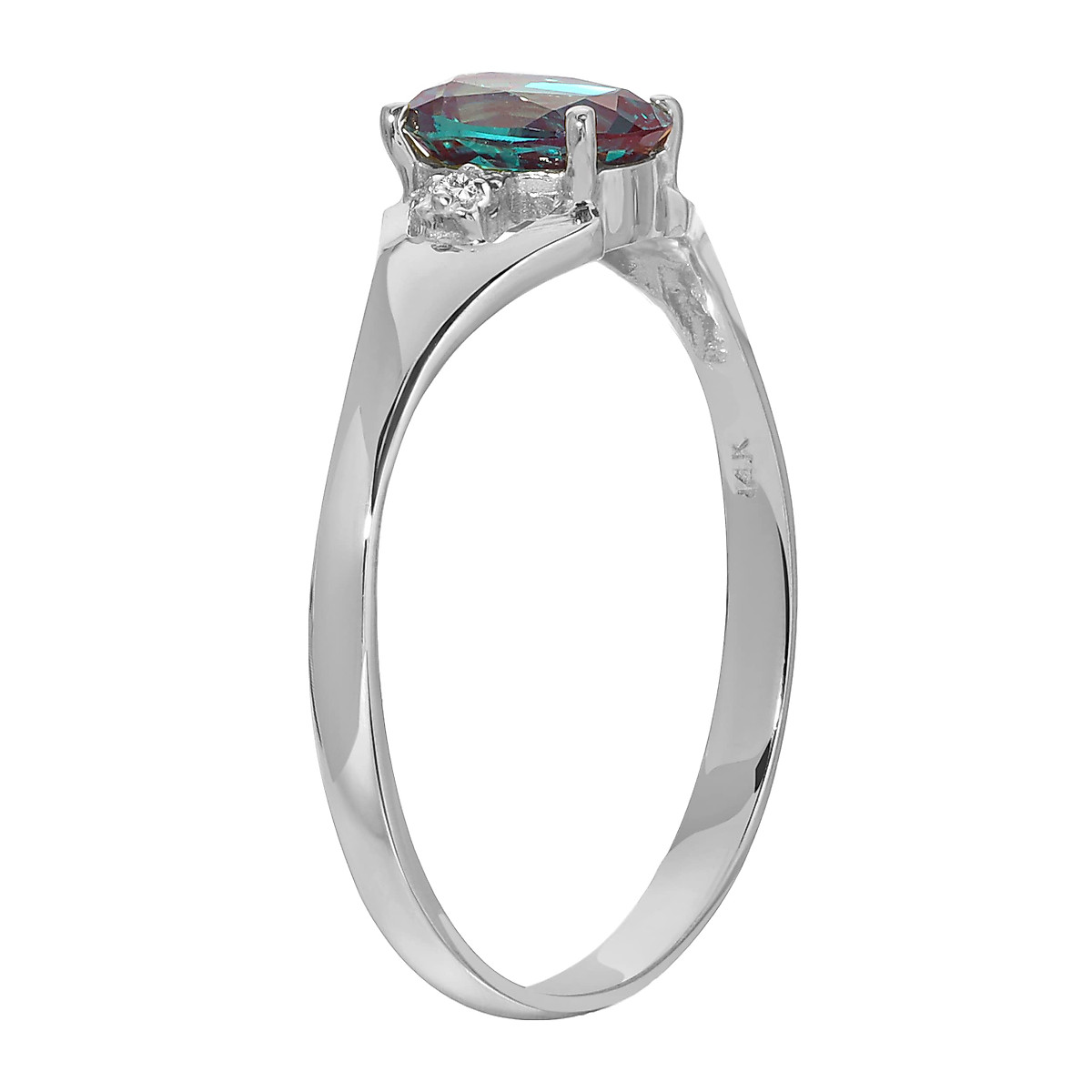 Galaxy Gold GG Size 6.5 Sterling Silver 925 Ring with Natural Diamonds & Lab. Grown Alexandrite