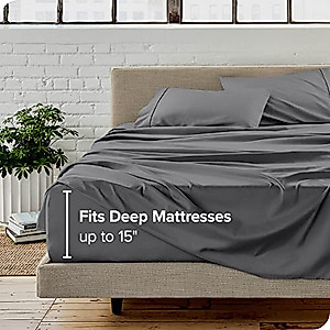 Bare Home Queen Sheet Set - Luxury 1800 Ultra-Soft Microfiber Queen Bed Sheets - Double Brushed - Deep Pockets - Easy Fit - 4 Piece Set - Bedding Sheets & Pillowcases (Queen, Grey)