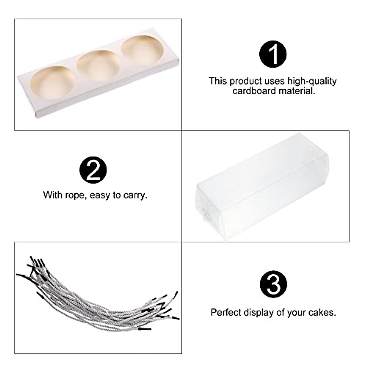 Cabilock Bakery 10PCS Cupcake Boxes Cupcake Carrier With Window Handle 3 Holes Cupcake Boxes Cupcake Containers for Cookies Muffins Treats and Cookies for Graduation Birthday Gifts Mini Cake Boxes