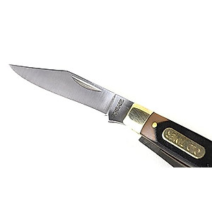 Old Timer 34OT Middleman 5.7in S.S. Traditional Folding Knife with 2.4in Clip Point Blade and Sawcut Handle for Outdoor, Hunting, Camping and EDC,Brown