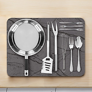 Drying Stone for Kitchen Counter, 16”x12” Diatomaceous Earth Tray, Fast Drying Stone Mat Kitchen, Water Absorbing Stone Tray for Kitchen Bathroom (Grey)