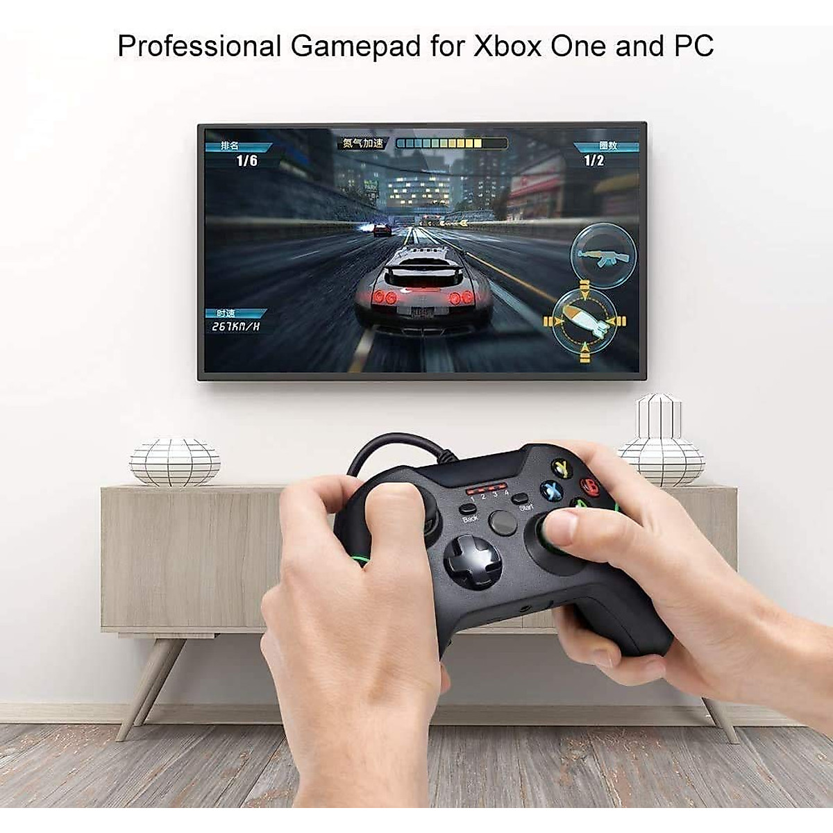 Wired Controller for Xbox One, Upgraded Game Controller Compatible with Xbox One/X/S/and PC(Black 1)