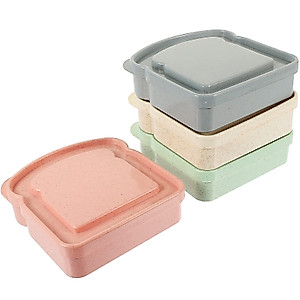 Kichvoe Sandwich Containers, Bread Storage Box Toast Shape Sandwich Box Food Storage Container Lunch Box, 5.1 * 4.8 * 1.5''，4Packs