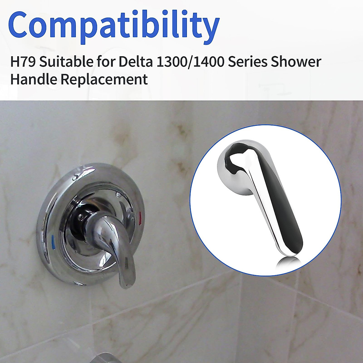 H79 Single Metal Lever Handle - Compatible with Delta 1300/1400 Series H79 Handle Replacement Part, Faucet Handle fit for Delta Tub - Chrome Bathroom Accessories