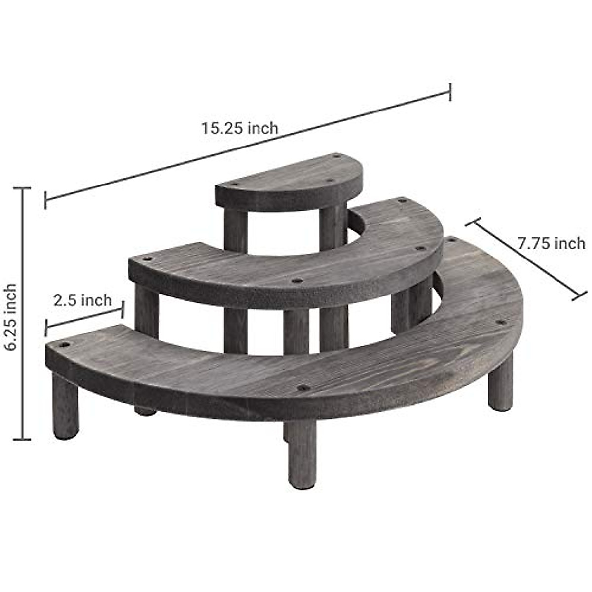 MyGift 3-Tier Cupcake Stand, Vintage Gray Wood Semi Circle Dessert and Retail Display Stand, Set of 2