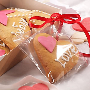 Morepack Cookie Bags for Gift Giving,Self Sealing Cellophane Bags 4x4 Inches,Clear Resealable Cellophane Bags Self Adhesive Individual Cookie Bags for Packaging 200Pieces