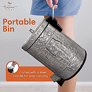 Autumn Alley Farmhouse Bathroom Trash Can - Galvanized Trash Can with Lid and Pedal for Rustic Bathroom, Farmhouse Kitchen Trash Can, Country Home Décor, 5L, 1.3 Gallon, Galvanized Grey