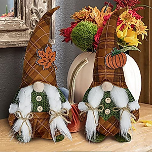 Lovinland Fall Decor 2pcs Fall Gnomes Fall Decorations for Home with Pumpkin and Maple Leaves for Fall Thanksgiving Autumn Decorations Farmhouse Swedish Tomte Elf Dwarf Harvest Gnomes for Fall Decor
