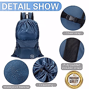 TG XL Laundry Backpack | 20" x 30" inches | Heavy-Duty Water-Resistant Laundry Bag for Dorm Room| Fully Padded Adjustable Straps | Chest Strap | Multiple Storage Space