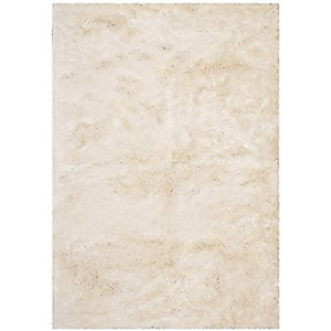 SAFAVIEH Paris Shag Collection Area Rug - 6' x 9', Ivory, Handmade Silken Glam, 2.5-inch Thick Ideal for High Traffic Areas in Living Room, Bedroom (SG511-1212)
