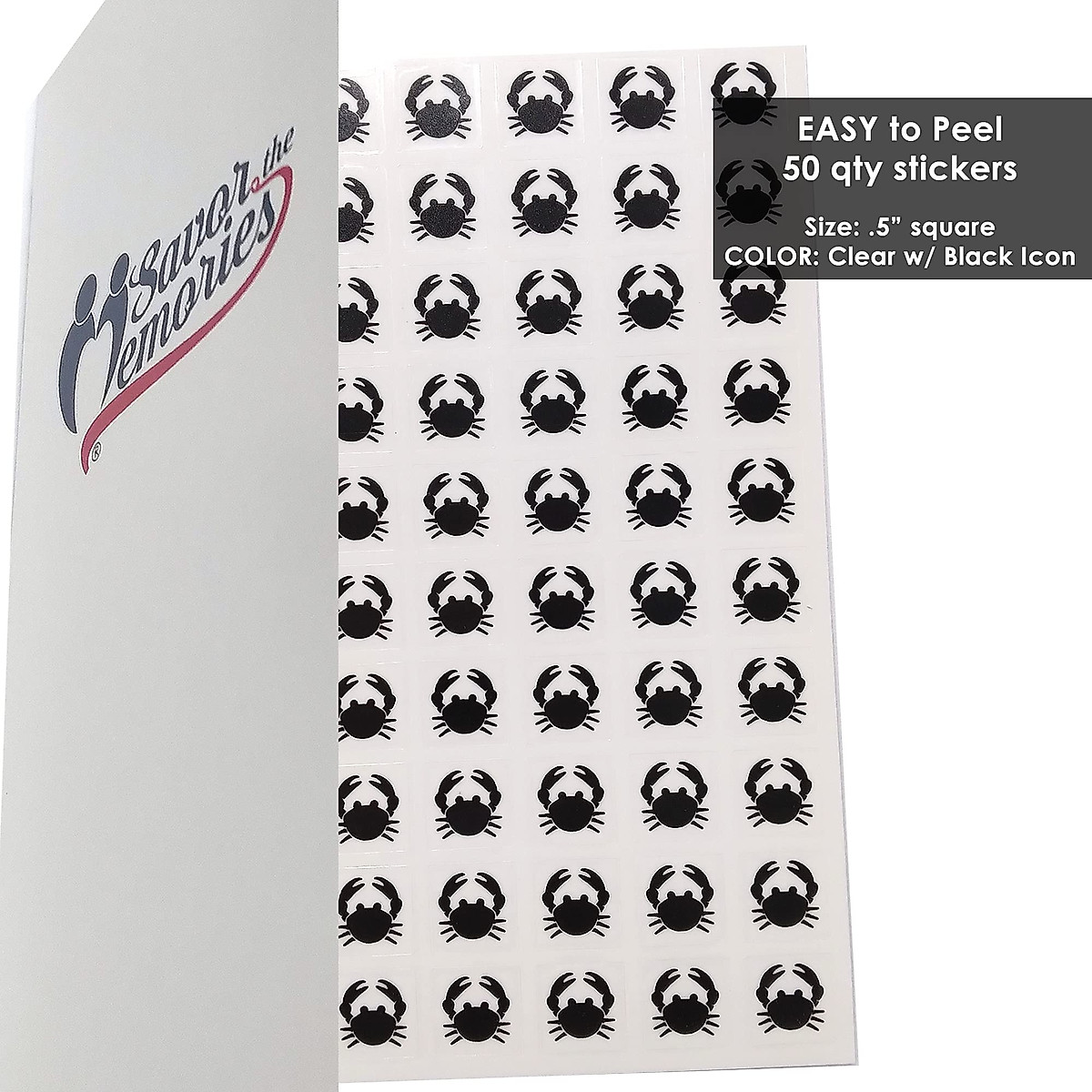 Crab Food Choice Stickers for Place Cards- Meal Stickers (Clear with Black Icon) by Savor The Memories