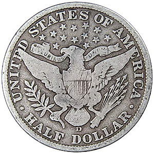 1907 D Barber Half Dollar VG Very Good 90% Silver 50c US Type Coin Collectible