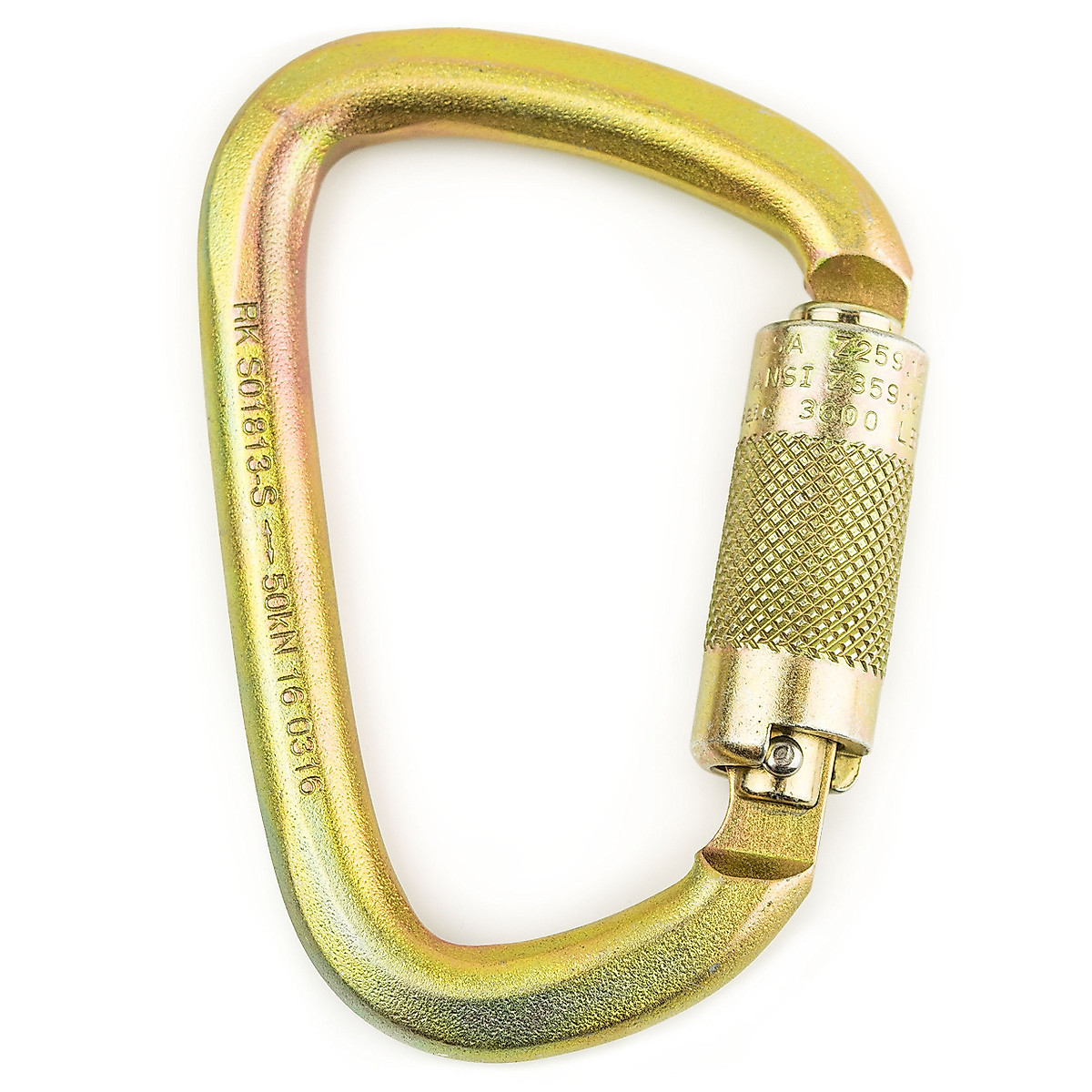 Spidergard S01813-S Steel Carabiner 50kn (11,200 lb) Rated, Twist Auto Lock, ANSI Certified (Qty: 1)