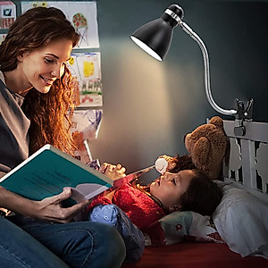Metal Desk Lamps Clip on Lamp Clip on Light Portable Clamp On Reading Light,Eye-Caring Study Table Lamp with Flexible Goose Neck for Bedroom and Office Home Lighting (Black)