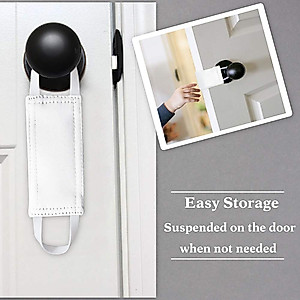 PONY DANCE Baby Door Latch Cover Closer - Nursery Door Silencer with Strong Elastic Straps, Thick Solid Cushion for Noise Reduction, Prevents Slamming, 3 Pieces, 4W x 2L Inches, Pure White
