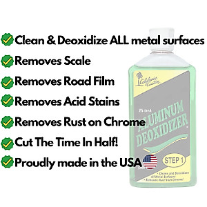 CALIFORNIA CUSTOM Products – Aluminum Deoxidizer 12oz, Cleans and Deoxidizes Metal Surfaces, Removes Rust, Body Shop Safe, Great for Aluminum, Brass, Copper, Chrome, Silver, Stainless & Gold.