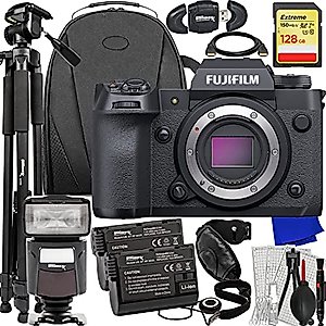 Ultimaxx Advanced FUJIFILM X-H2 Mirrorless Camera Bundle (Body Only) - Includes: 128GB Extreme Memory Card, 2X Spare Batteries, Universal Speedlite, Lightweight Tripod & Much More (25pc Bundle)