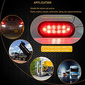 TOPEND 6 Inch Red Oval Led Trailer Tail Light 4PCS for RV Truck Jeep - Stop/Turn/Tail Light Marine Waterproof - Including 3-pin Water Tight Plug DOT/SAE with Wires and Grommet