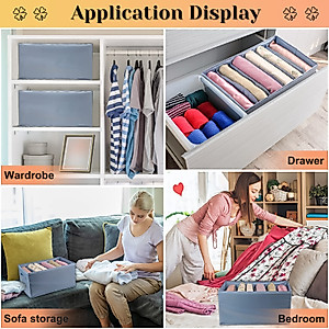 2Pcs Extra Large 6 Compartments Wardrobe Clothes Organizer, Upgraded Laundry Cabinet Clothes Storage Box, Foldable Visible Clothes Drawer Organizer for Jeans, Sweaters, T-shirts, Pants, Legging