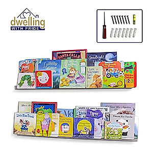 Acrylic Shelf 36 Inch (2Pack) - Acrylic Bookshelf for Toys & Books - Spice Rack & Floating Display - Acrylic Floating Shelves for Makeup & Cosmetic Product - Clear Acrylic Shelf for Books & Magazines