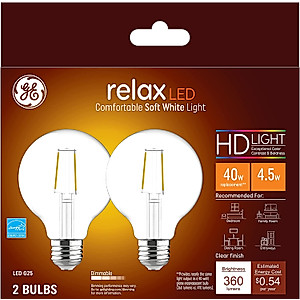 GE Lighting 31536 LED Light Bulbs, G25, Clear Soft White, 350 Lumens, 4.5-Watts, 2-Pk. - Quantity 44