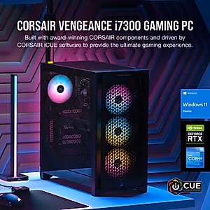 Corsair Vengeance i7300 Series Gaming PC - Air Cooled Intel Core™ i5 12600K CPU - NVIDIA GeForce RTX™ 3060Ti Graphics - 16GB Vengeance DDR4 3200MHz Memory, 1TB M.2 NVMe SSD - Black