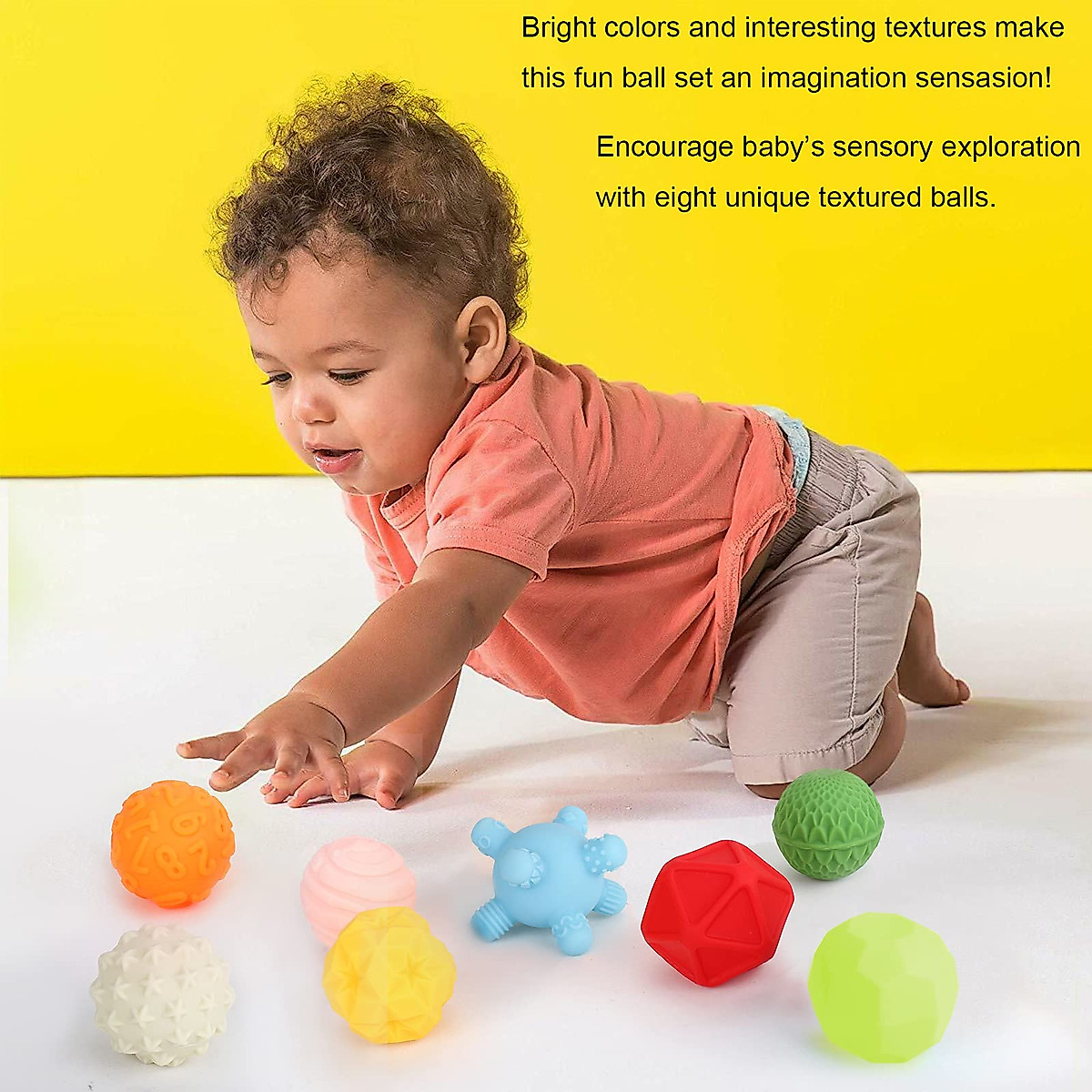 Coolle Baby Blocks Sensory Balls Toy 6 to 12 Months Montessori Learning Toys Soft Building Block Bath Toys for Babies Toddlers Infant 9 18 Month 1 2 3 4 Year Old Boy Girl Squeaks