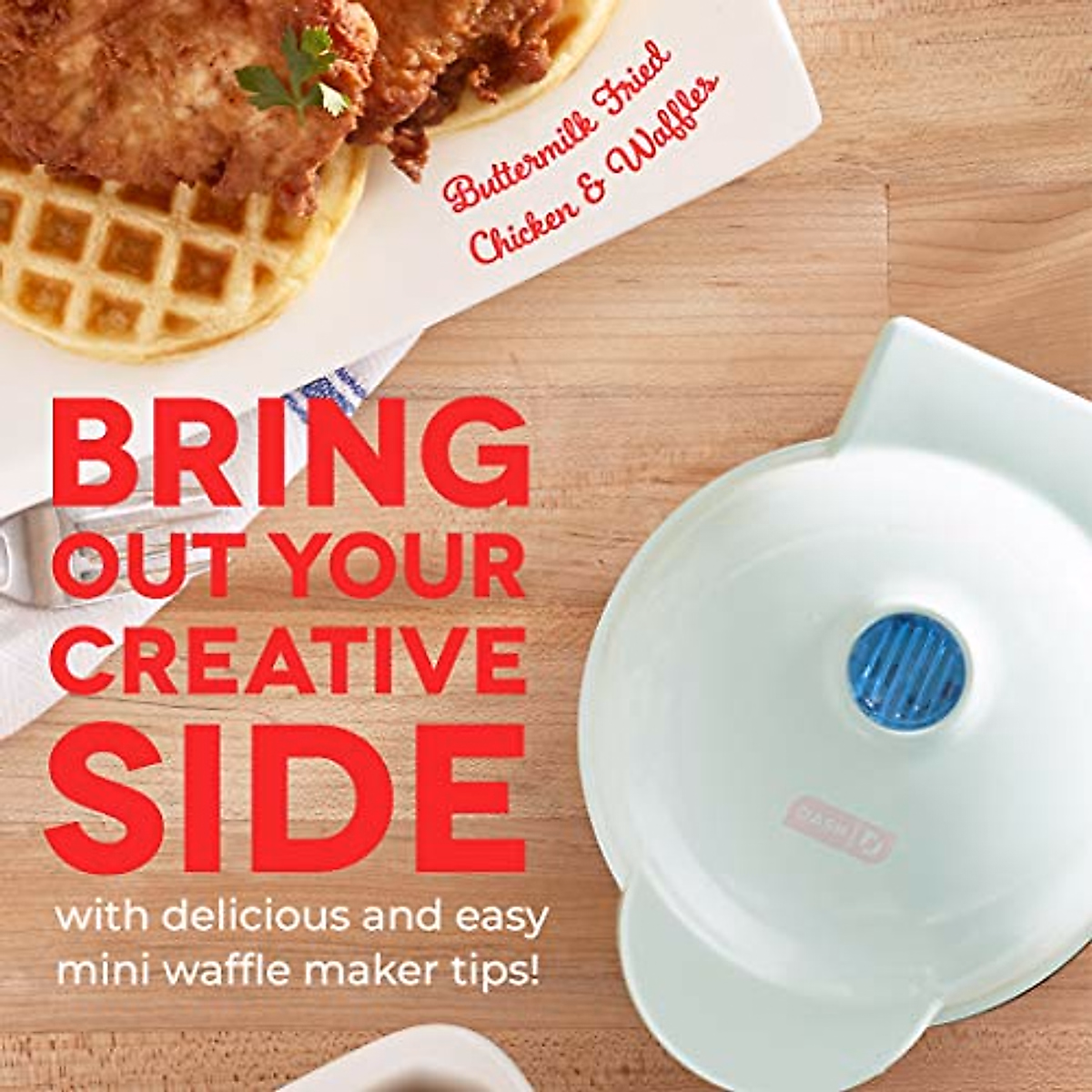 Dash Mini Maker: The Mini Waffle Maker Machine - Silver & DCB001MW Wonderful Mini Waffles Recipe Book with Gluten, Vegan, Paleo, Dairy + Nut Free Options, Over 80+ Easy to Follow Guides, Cookbook