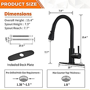 Black Kitchen Faucets with Pull Down Sprayer Kitchen Sink Faucet with Pull Out Sprayer Single Hole Deck Mount Single Handle Stainless Steel Grifos De Cocina 866068R