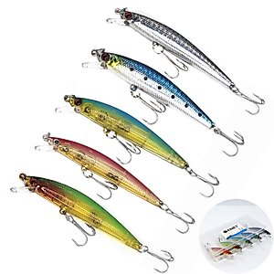 WANBY Proven Explosive Color Special Minnow Swimbait Vibrating Jigging Freshwater Saltwater Fishing Lures with Hook Fishing Tackle for Trout Bass Salmon