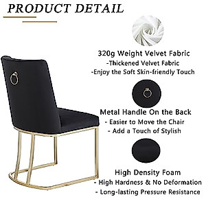 FDFK Modern Velvet Dining Chairs Set of 2 Kitchen Chairs Dining Room Chairs with Golden Metal Base Upholstered Dining Chairs for Dining Room Living Room Kitchen Restaurant