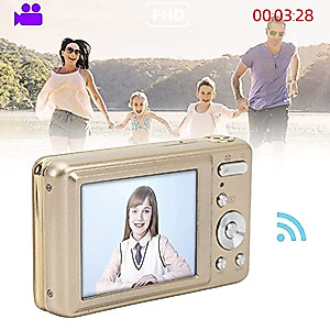 2.7 inch HD Camera, 8X Optical Zoom Portable Digital Camera, 48 Megapixels High Definition, 32GB Expandable Storage, Easy to Carry, USB Connection, Suitable for Children Beginners.(Gold)