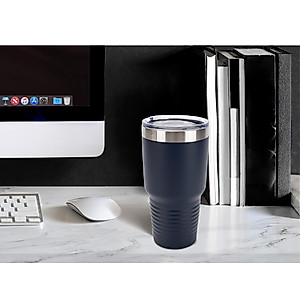 100 North, Polar Camel, United States National Parks, Navy Blue 30 Ounce, Stainless Steel, Vacuum Insulated Travel Tumbler Mug With Clear Lid, Yellowstone Adventures