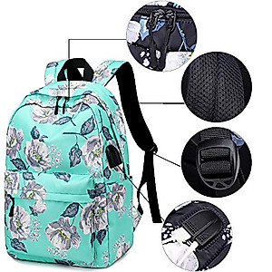 Caddlouy Waterproof Backpack for College Girls Women USB Charging Port Fits 14" Laptop Daypack School Bookbag