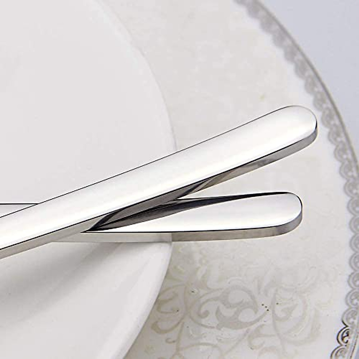 Sporks, 4-Pack 18/10 Spork Stainless Steel, Metal Spork for Everyday Household Use, 7.4-Inch Long Handle Dessert Spoons Ice Cream Spoons Salad Forks, Flatware Set Spork for Fruit Appetizer Dessert