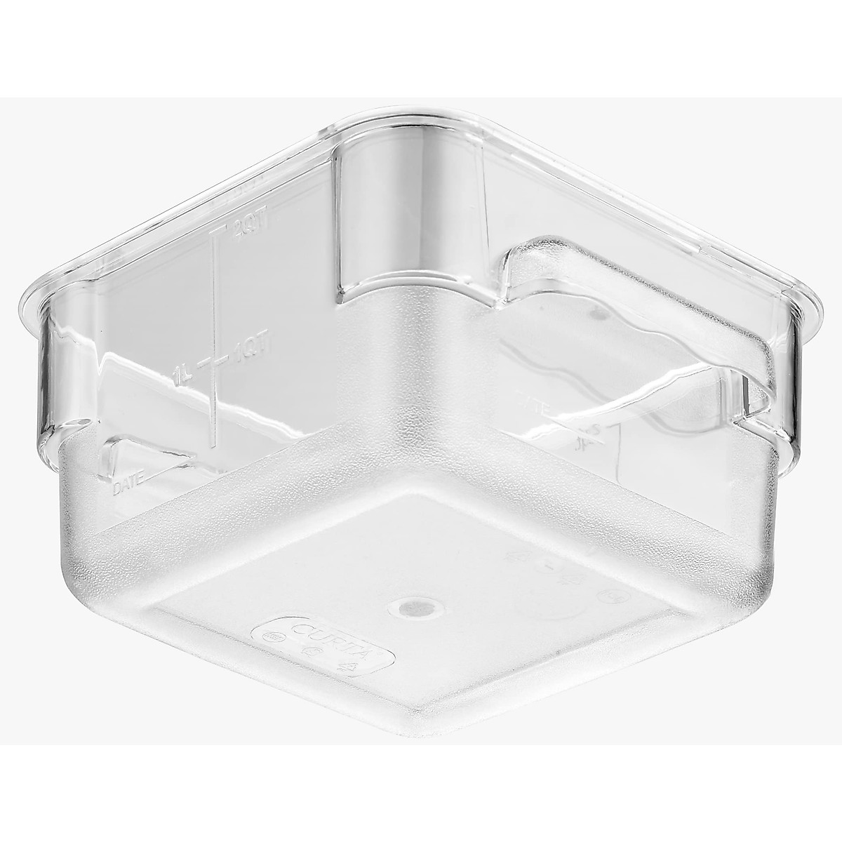 CURTA 4 Pack Food Storage Container with Green Lid - NSF Listed Commercial Grade in 2.0 Qt - Square, Clear, Polycarbonate