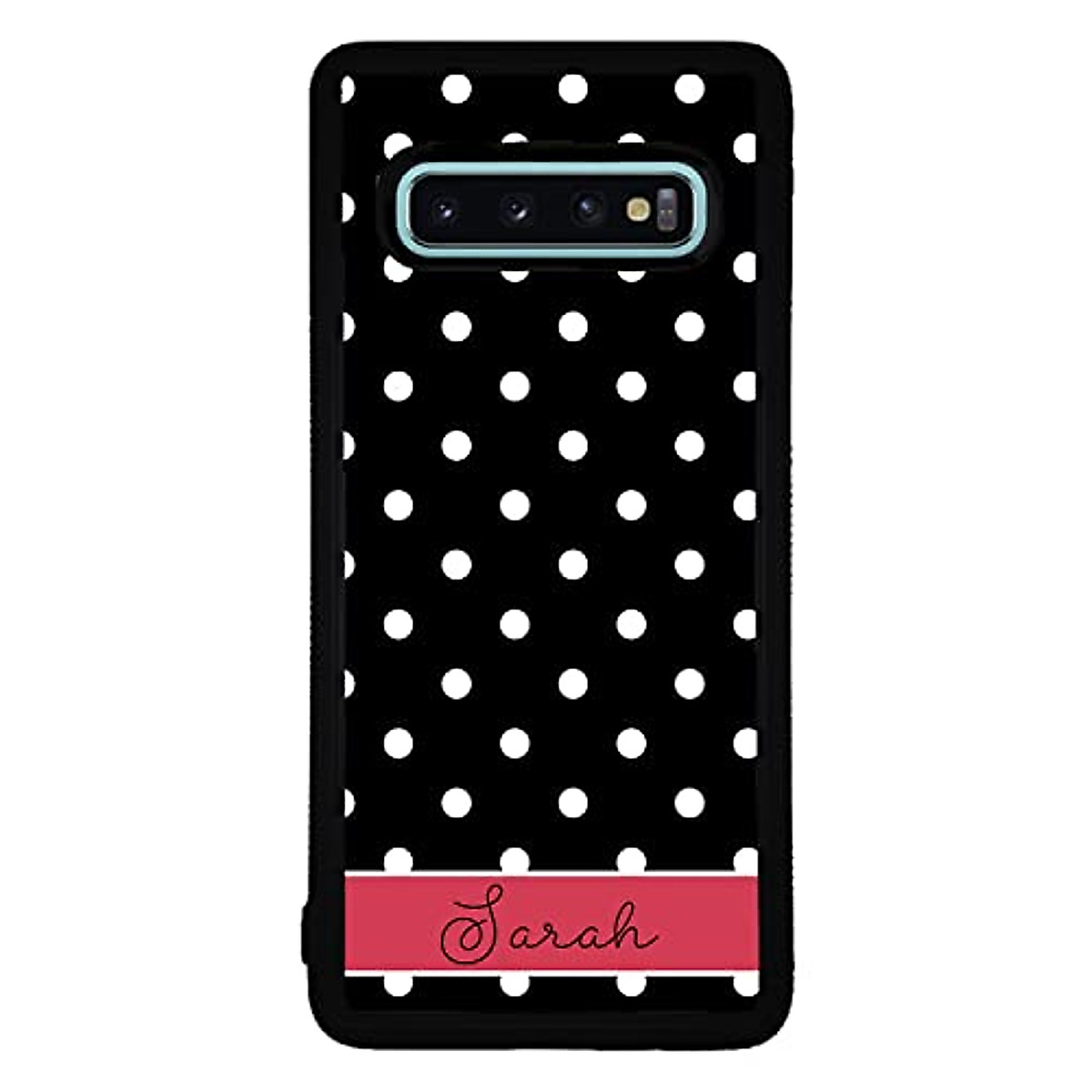 Polka Dot Black White Red Personalized Black Rubber Phone Case Compatible With Samsung Galaxy S23 S23+ Ultra S22 S22+ S21 S21FE S21+ S20FE S20+ S20 Note 20 S10 S10+ S10e
