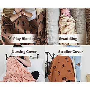 LEYL&ARI Muslin Baby Swaddle Blanket | 100% Organic Receiving Wrap (Boho Butterflies)